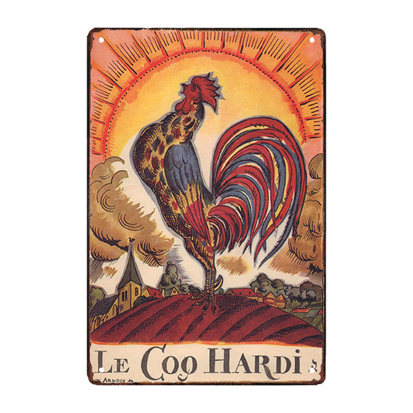 Plaque Métal Coq Hardi | Planète Vintage