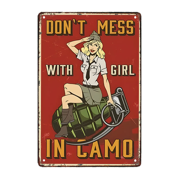 Military Pin Up Decorative Metal Sign | Planète Vintage