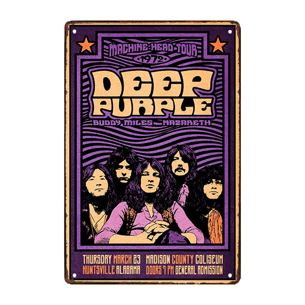 Plaque Métal Deep Purple | Planète Vintage