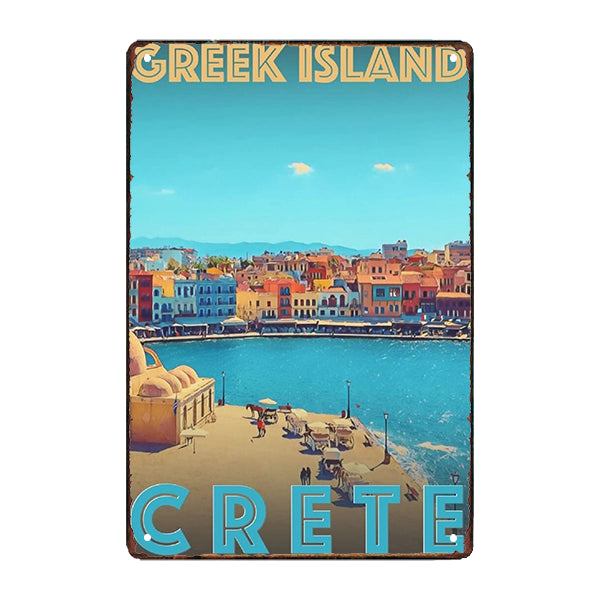 Metal Sign Island of Crete Greece | Vintage Planet | Planète Vintage