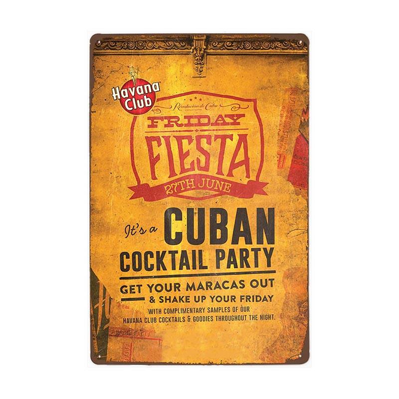 Vintage Havana Club Fiesta Metal Sign | Planète Vintage